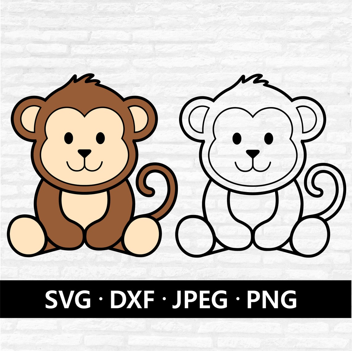 Cute Baby Monkey SVG Monkey Layered Files Svg Monkey | Etsy