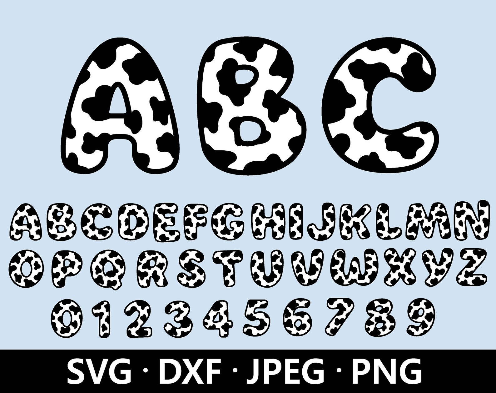 Cow Font SVG Cow Print Alphabet SVG Numbers Svg Cow Letters - Etsy Denmark