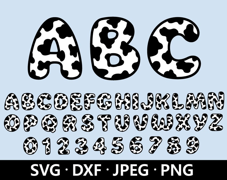 Fuente de vaca SVG Alfabeto de impresión de vaca SVG números - Etsy España