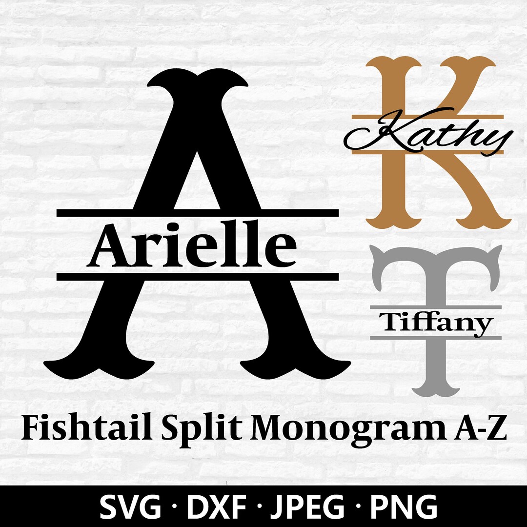 Fishtail Split Monogram SVG Fishtail Alphabet Letter SVG - Etsy