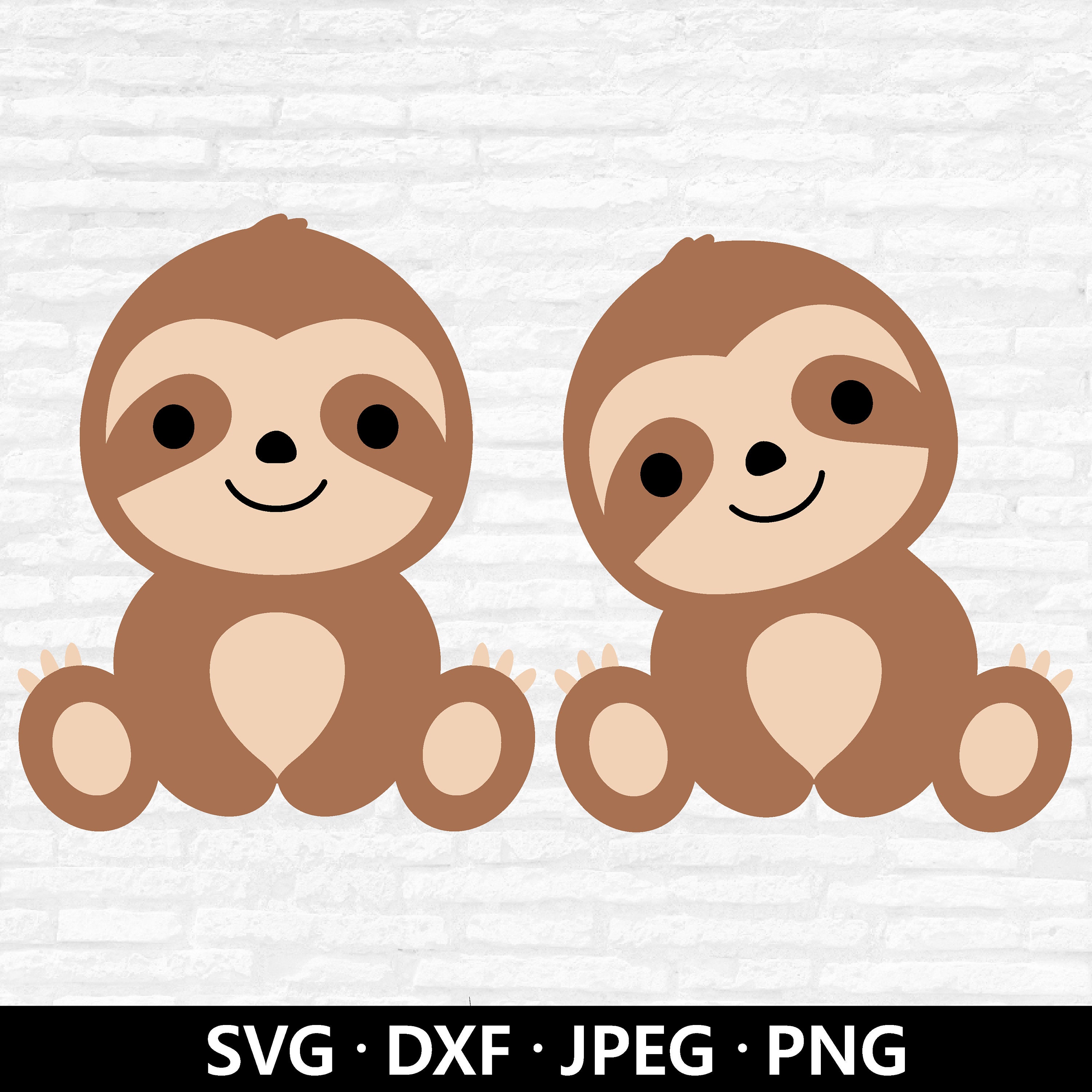 Baby Sloth Clipart, Animal Vector Graphics, Layered Cut Files (digital ...