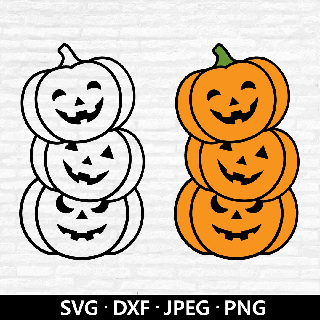 Halloween Pumpkins SVG File, Stacked Pumpkin Vector, Spooky Season ...