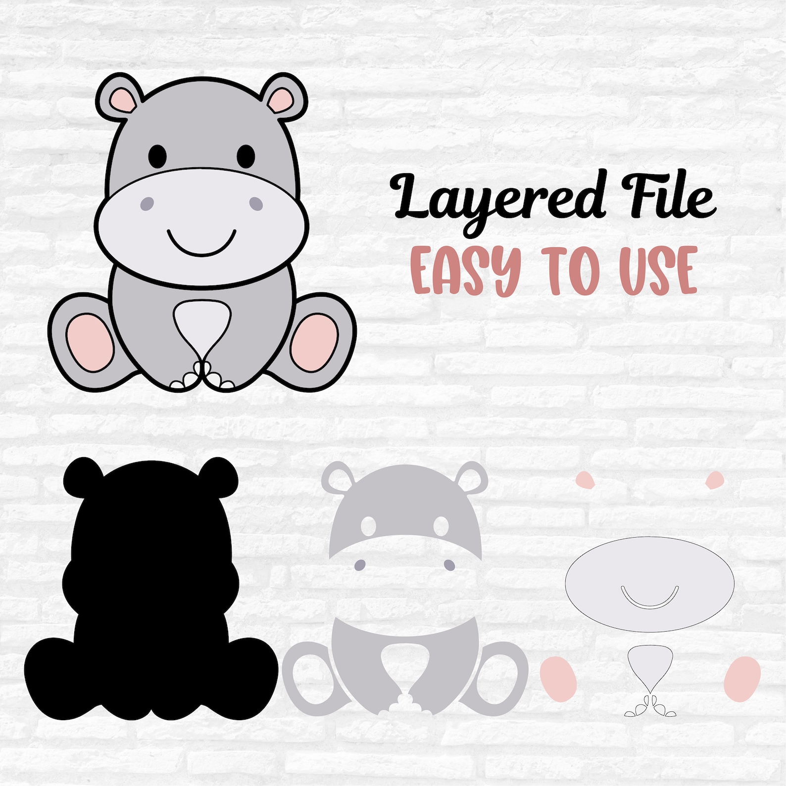 Hippo SVG Baby Hippo Svg Cute Hippo Svg Hippo Clipart | Etsy