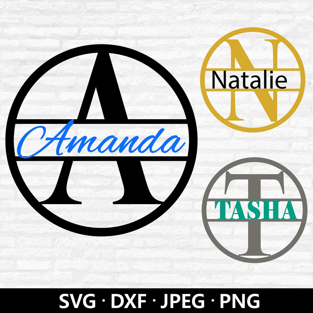 Split Monogram SVG Split Circle Frame Alphabet Digital - Etsy