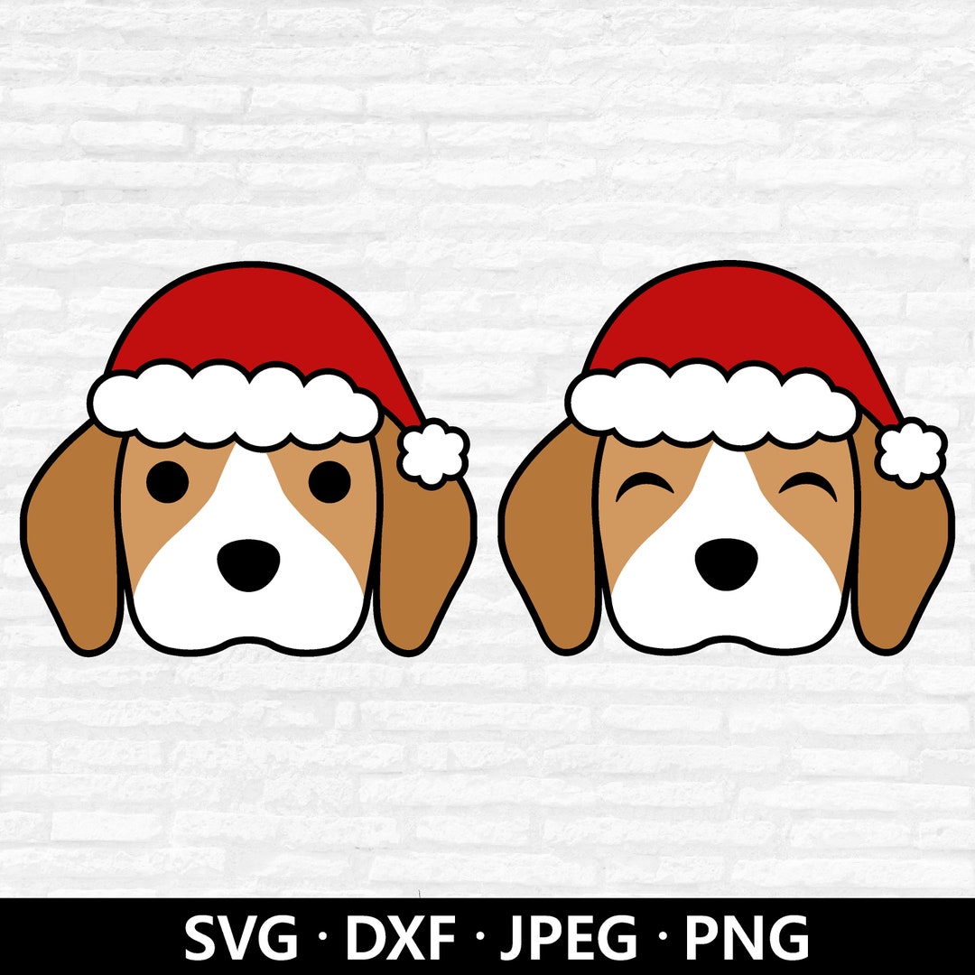 Christmas Beagle SVG: Dog Santa Hat Vector, Puppy PNG (digital Download ...