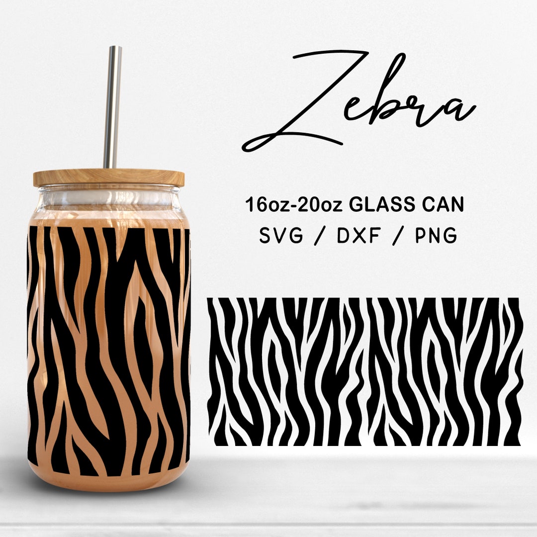 Glass 16oz | 20oz Zebra Print Svg Files, Animal Print Glass, Zebra ...