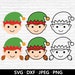 Christmas Elf Face SVG: Boy & Girl Holiday Clipart (digital Download ...