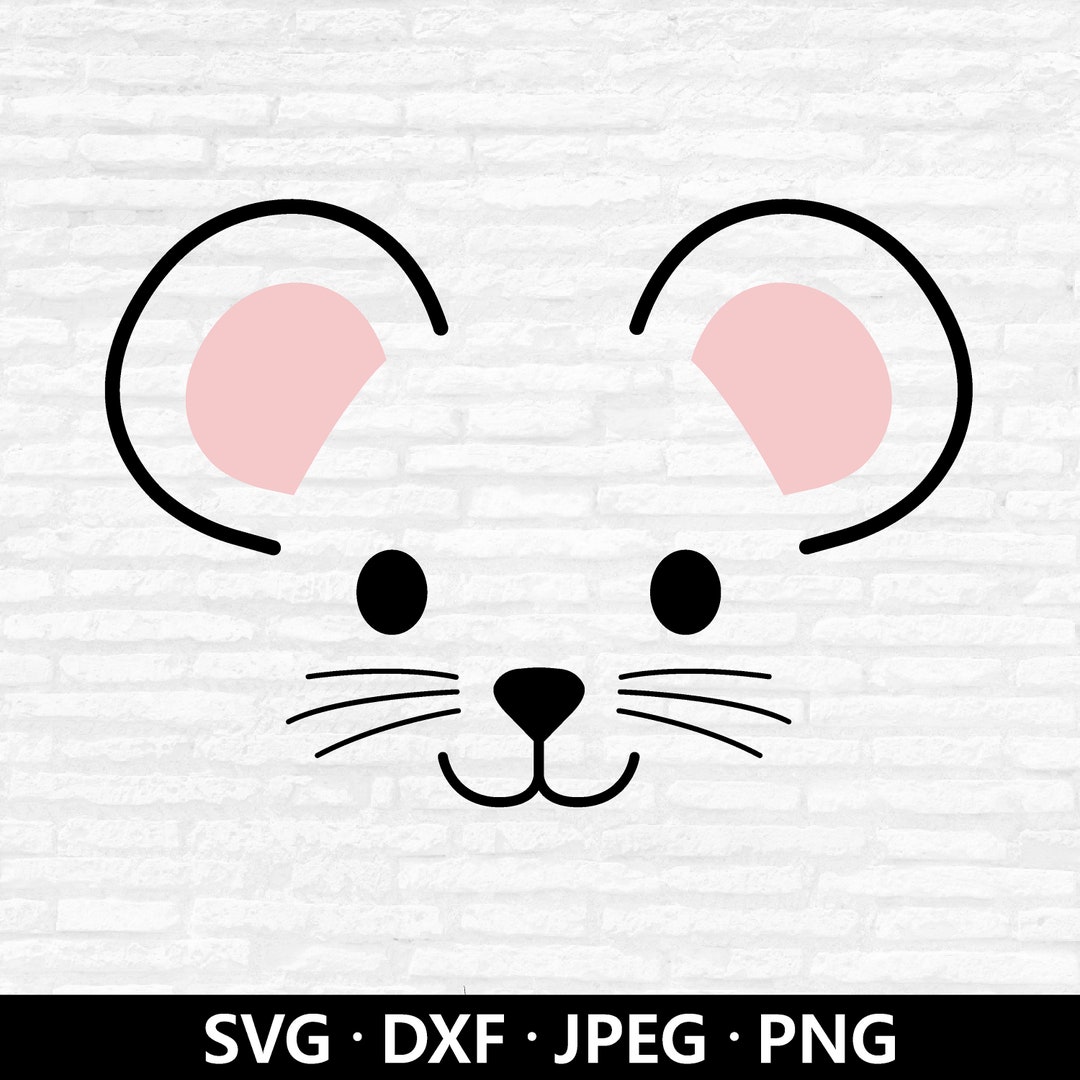 Cute Mouse Face SVG, Mouse Clipart, Nursery Animal Face SVG, Mouse Face ...