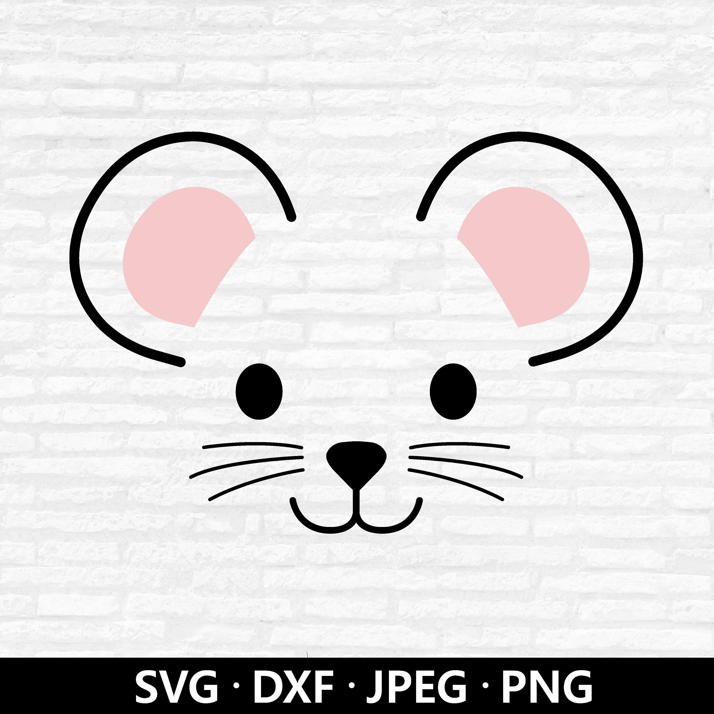 Cute Mouse Face SVG, Mouse Clipart, Nursery Animal Face SVG, Mouse Face ...