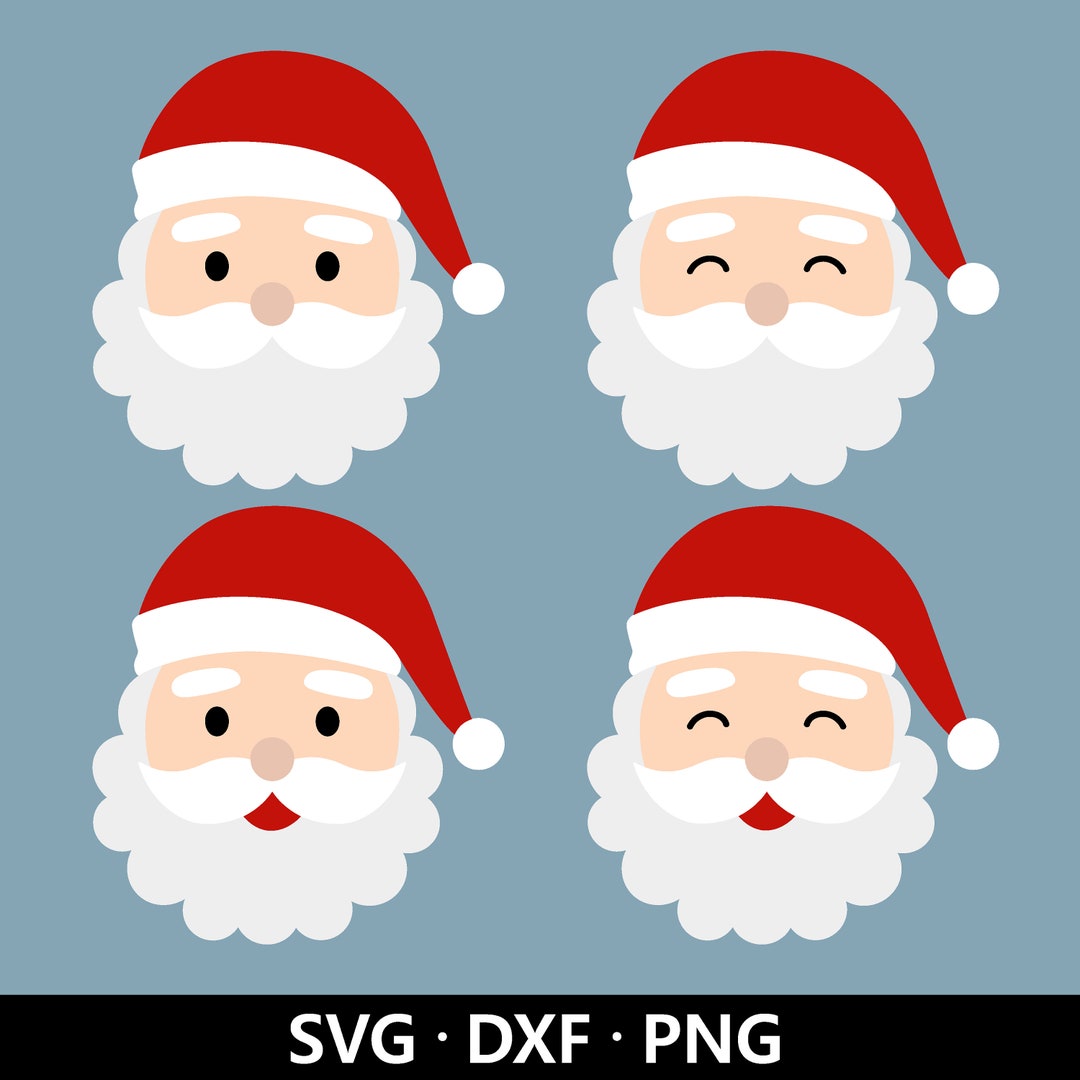 Santa Claus Face SVG, Cute Santa Layered File, Funny Santa Head Clipart ...