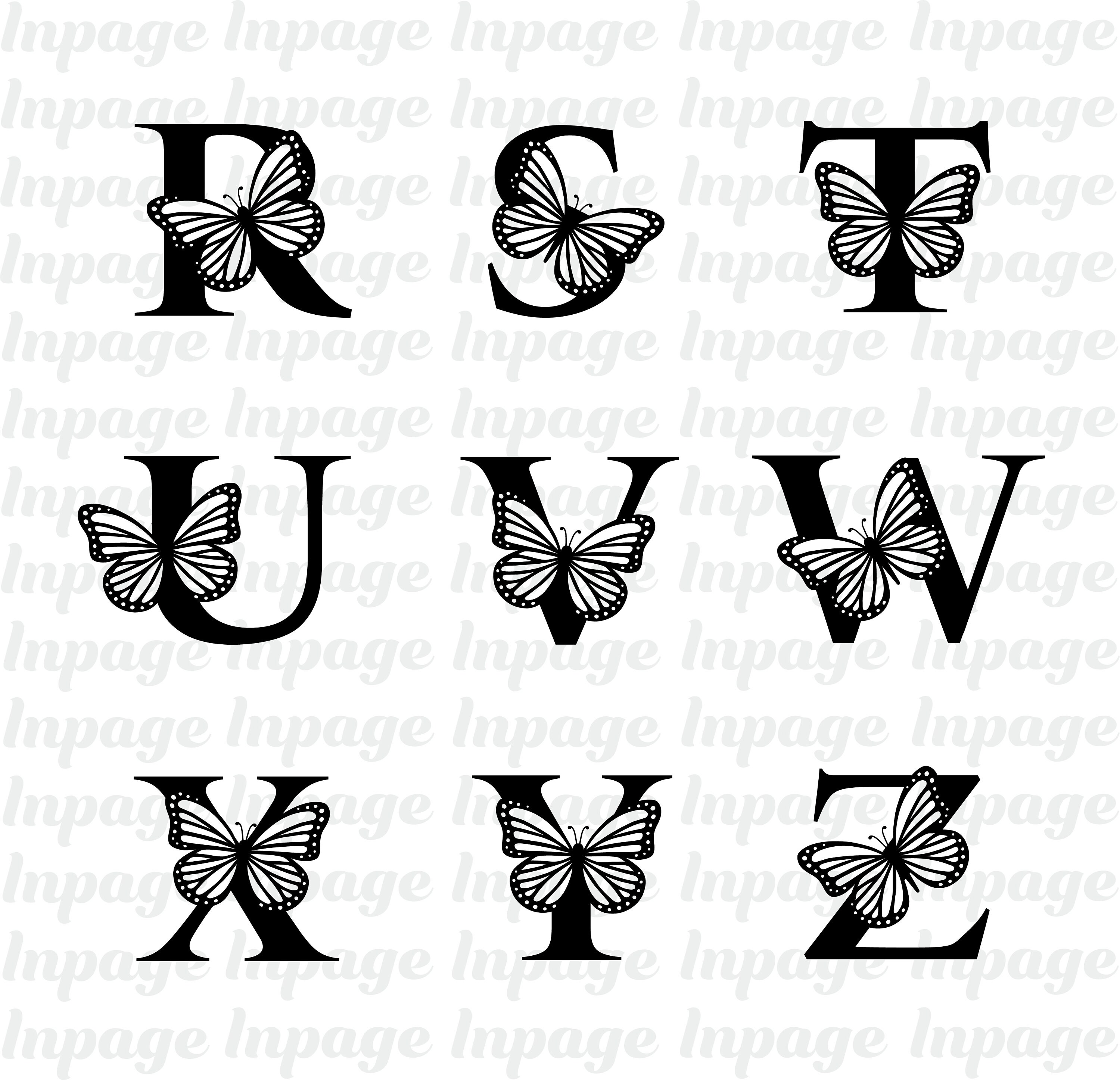 Butterfly Monogram SVG Alphabet Butterfly Alphabet Monogram | Etsy