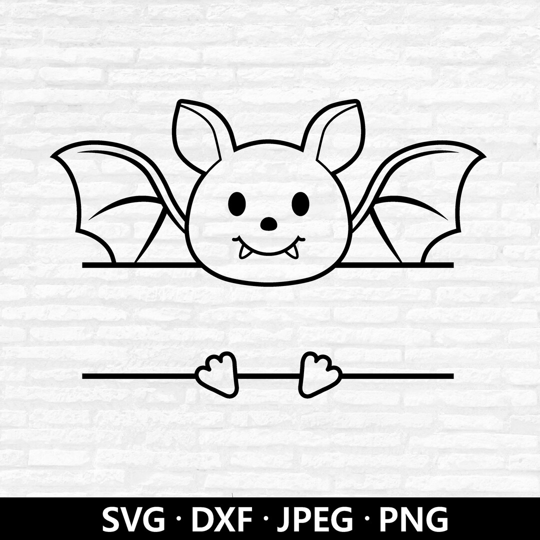 Cute Bat Monogram SVG, Halloween Bat Clipart, Flying Bat Vector, Split ...