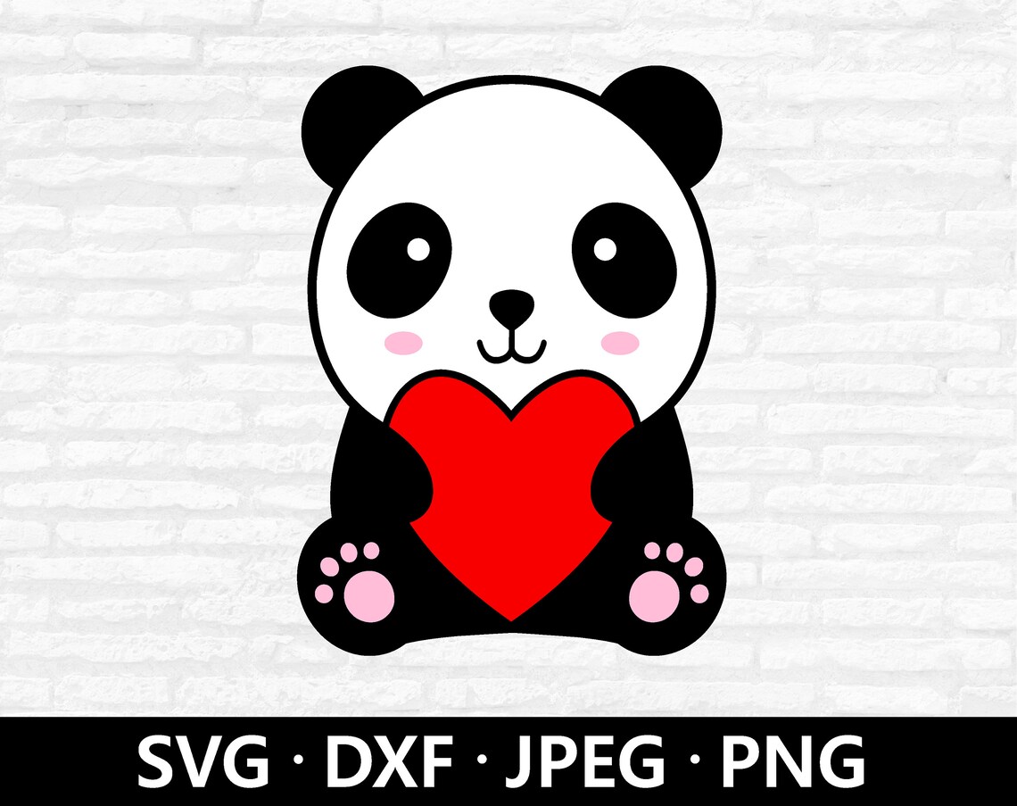 Panda Heart SVG Cute Baby Panda Valentine Svg Panda Svg - Etsy