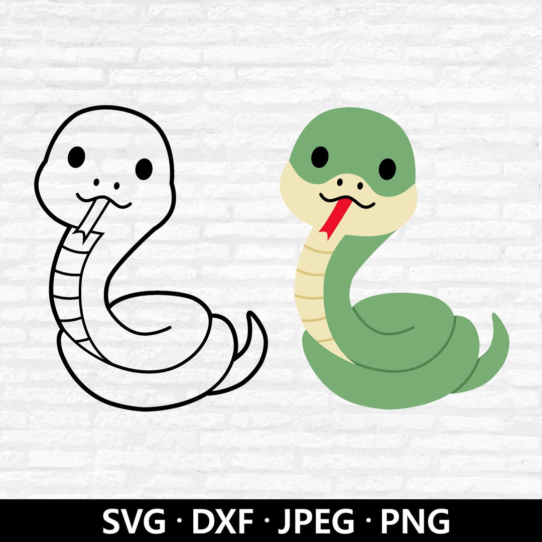 Cute Snake SVG, Jungle Animals SVG, Snake Clipart, Snake Outline Vector ...