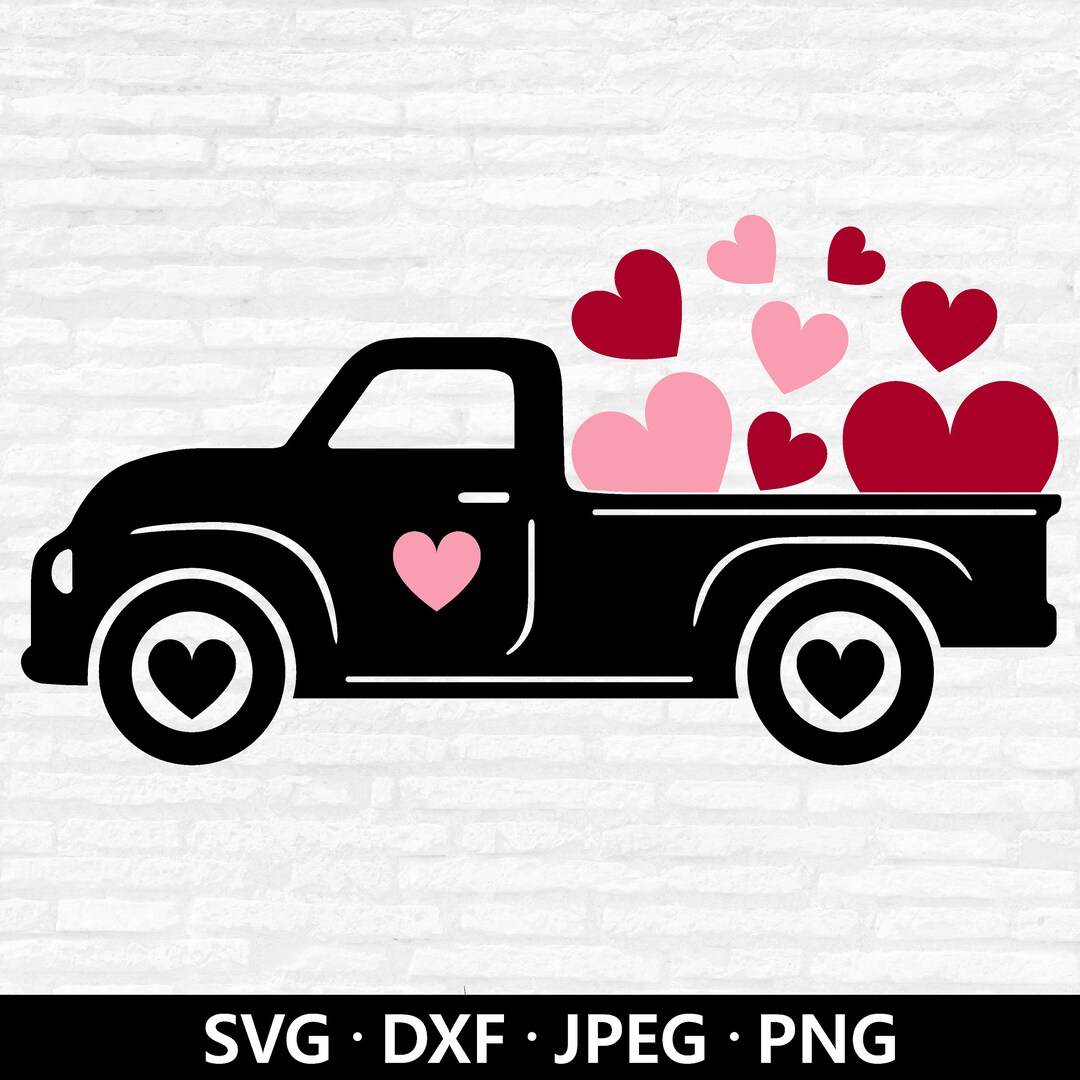 Valentines Red Truck SVG, Valentines Vintage Truck ,valentines Cutting ...