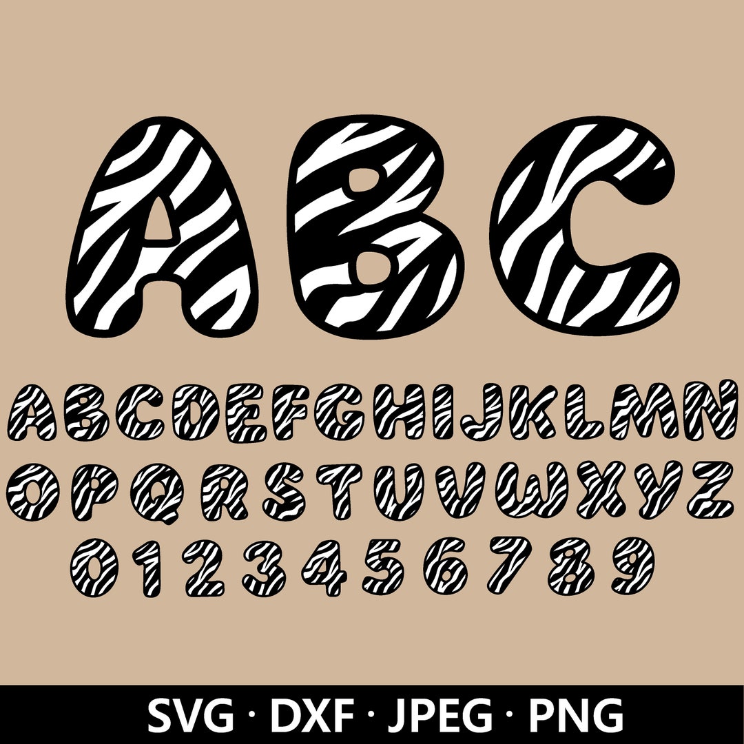 Zebra Print Font SVG: Animal Letters & Numbers (digital Download) - Etsy