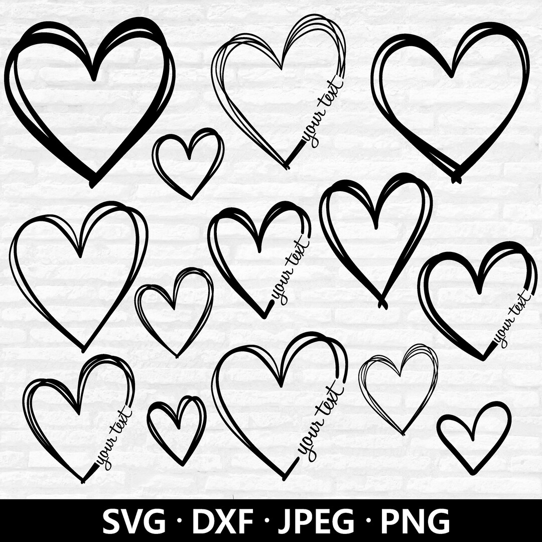 Doodle Heart SVG Bundle, Heart SVG, Hand-drawn Heart Svg, Valentine ...