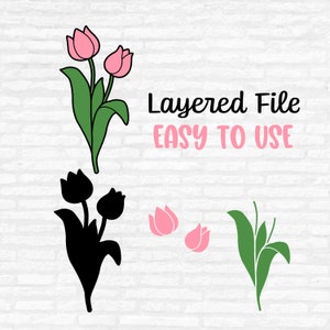 Tulip SVG Bundle, Tulips Vector, Spring Flower Dxf, Floral Tulip ...