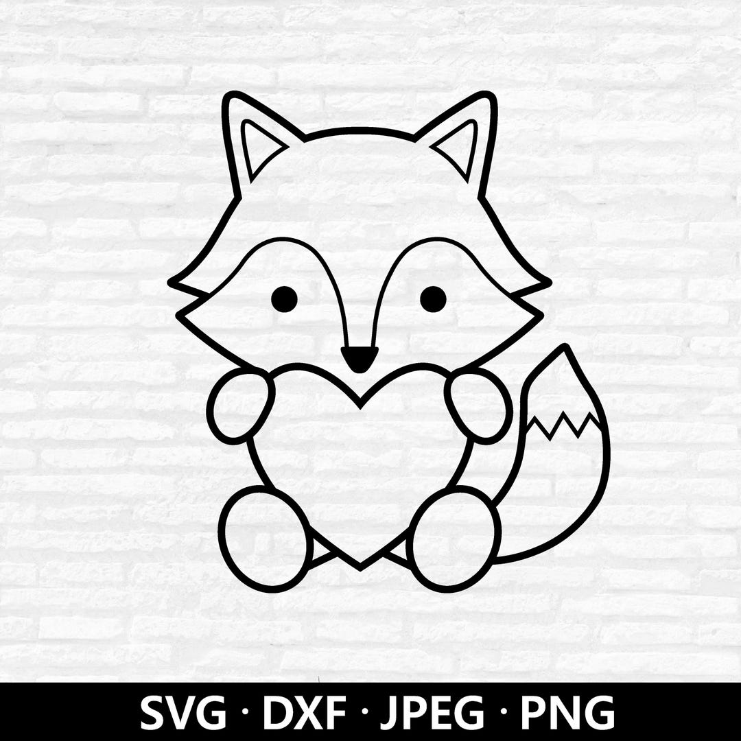 Fox With Heart SVG: Valentine's Day Animal Clipart (digital Download ...