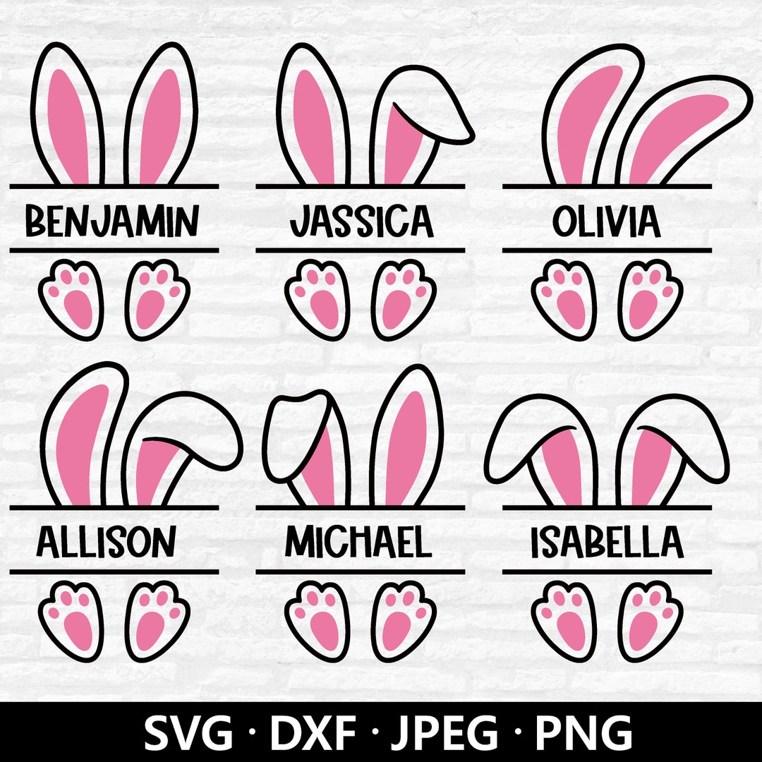 Bunny Name Frame SVG, Easter SVG, Bunny Ears Svg, Bunny Svg, Split ...