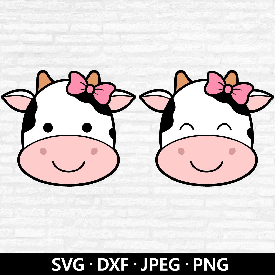 Cow Face SVG, Farmhouse Girl Animal Clipart, Layered Cut Files (digital ...