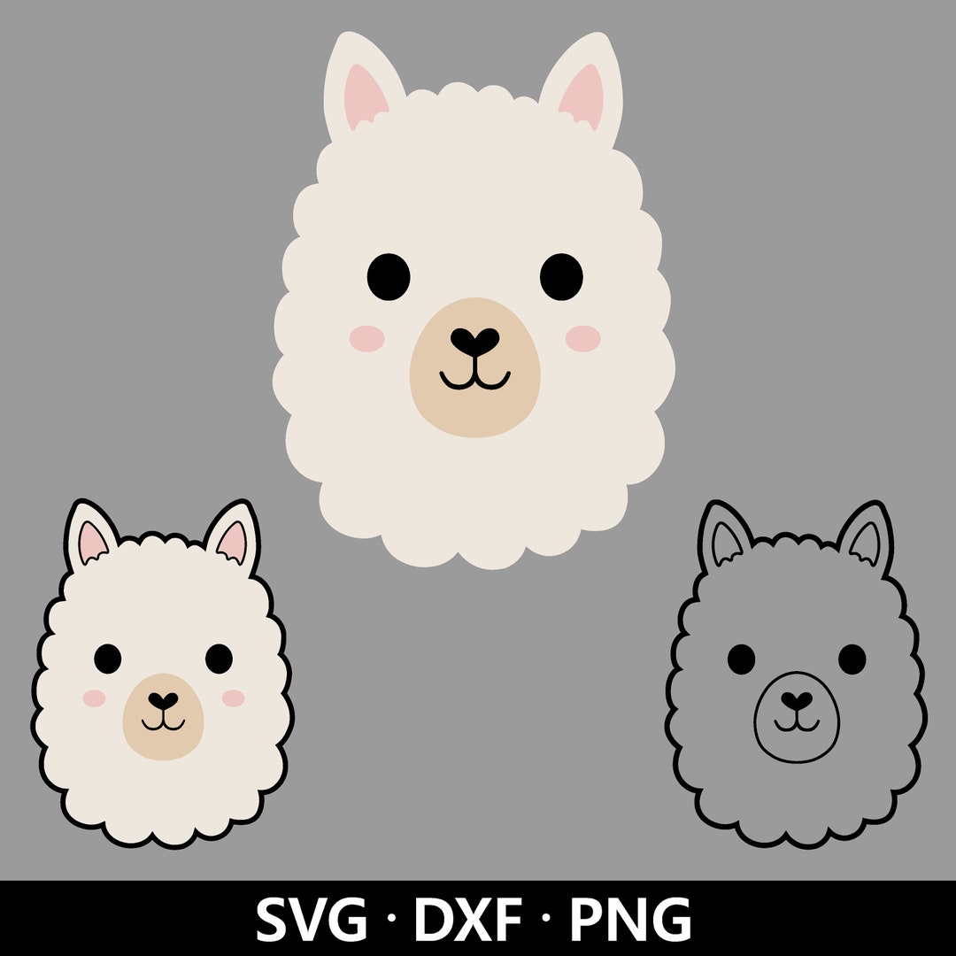 Llama Face SVG, Llama Head DXF, Linda Llama PNG, Llama Clipart, Llama ...