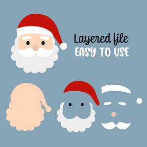 Christmas Face SVG Bundle: Santa, Reindeer, Elf Clipart (digital ...