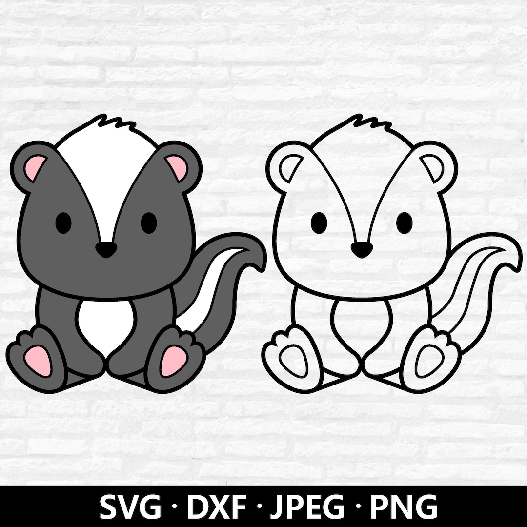 Cute Skunk SVG, Skunk Cutting Files, Woodland Animals Vector, Skunk ...