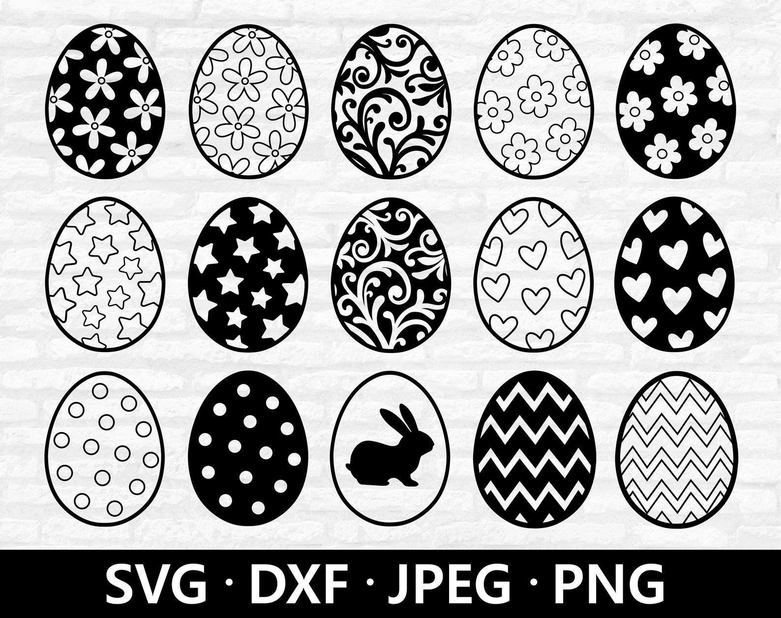 Easter Egg Bundle SVG Files Easter Egg Silhouette Vector | Etsy