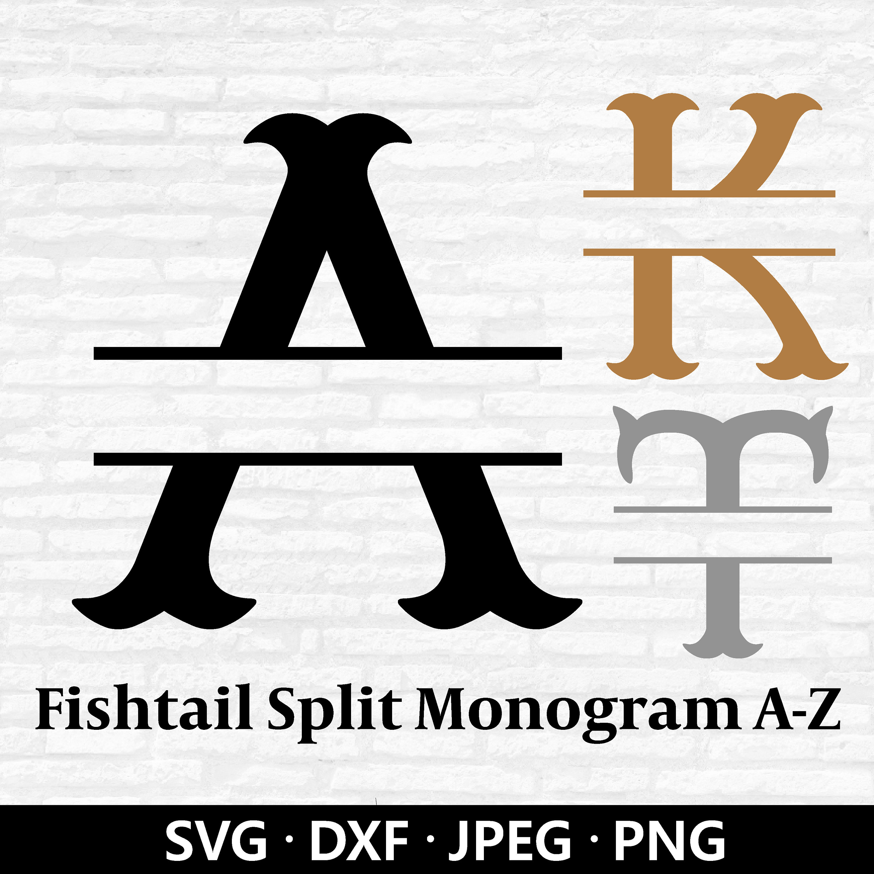 Fishtail Split Monogram SVG: Alphabet Cut Files (digital Download) - Etsy