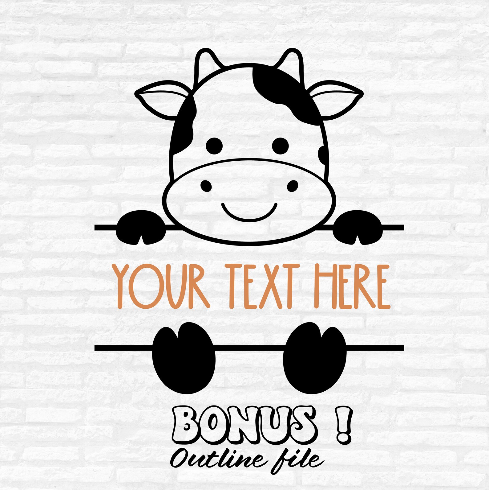 Cow Monogram SVG Baby Cow SVG Cute Cow Cut File Baby Shower | Etsy