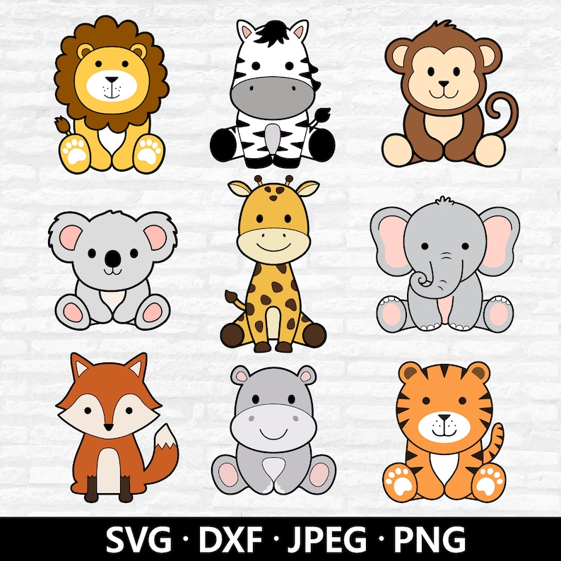 Safari Animals SVG Bundle, Jungle Animal Clipart, Silhouette Cut File ...