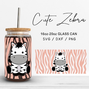 Glass 16oz | 20oz Cute Zebra Svg Files, Animal Print Glass Svg, Zebra ...