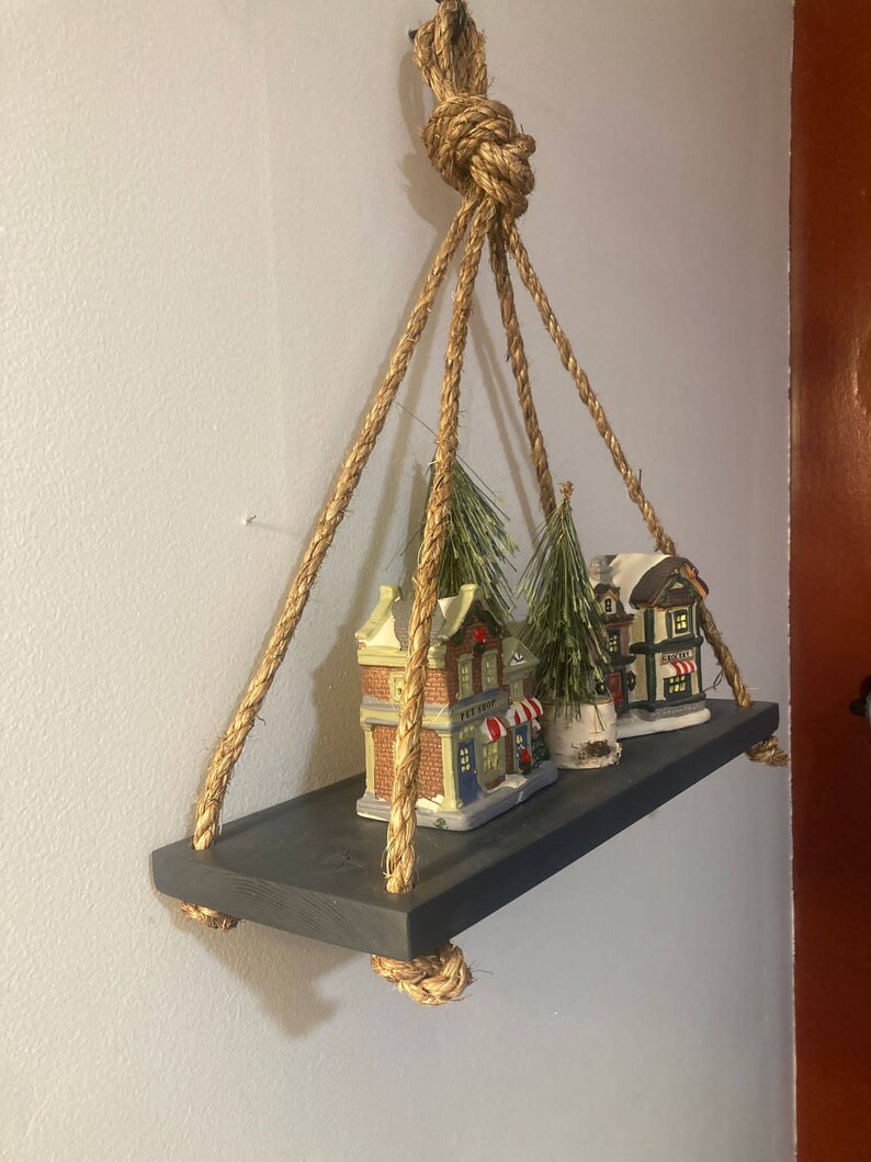 Rope Shelf Hanging Wooden Shelf Hanging Plant Shelf - Etsy