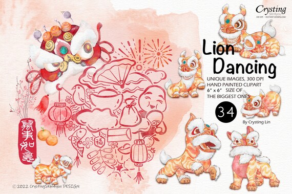 DIGITAL DOWNLOAD Chinese New Year Clipart Lion Dancing | Etsy