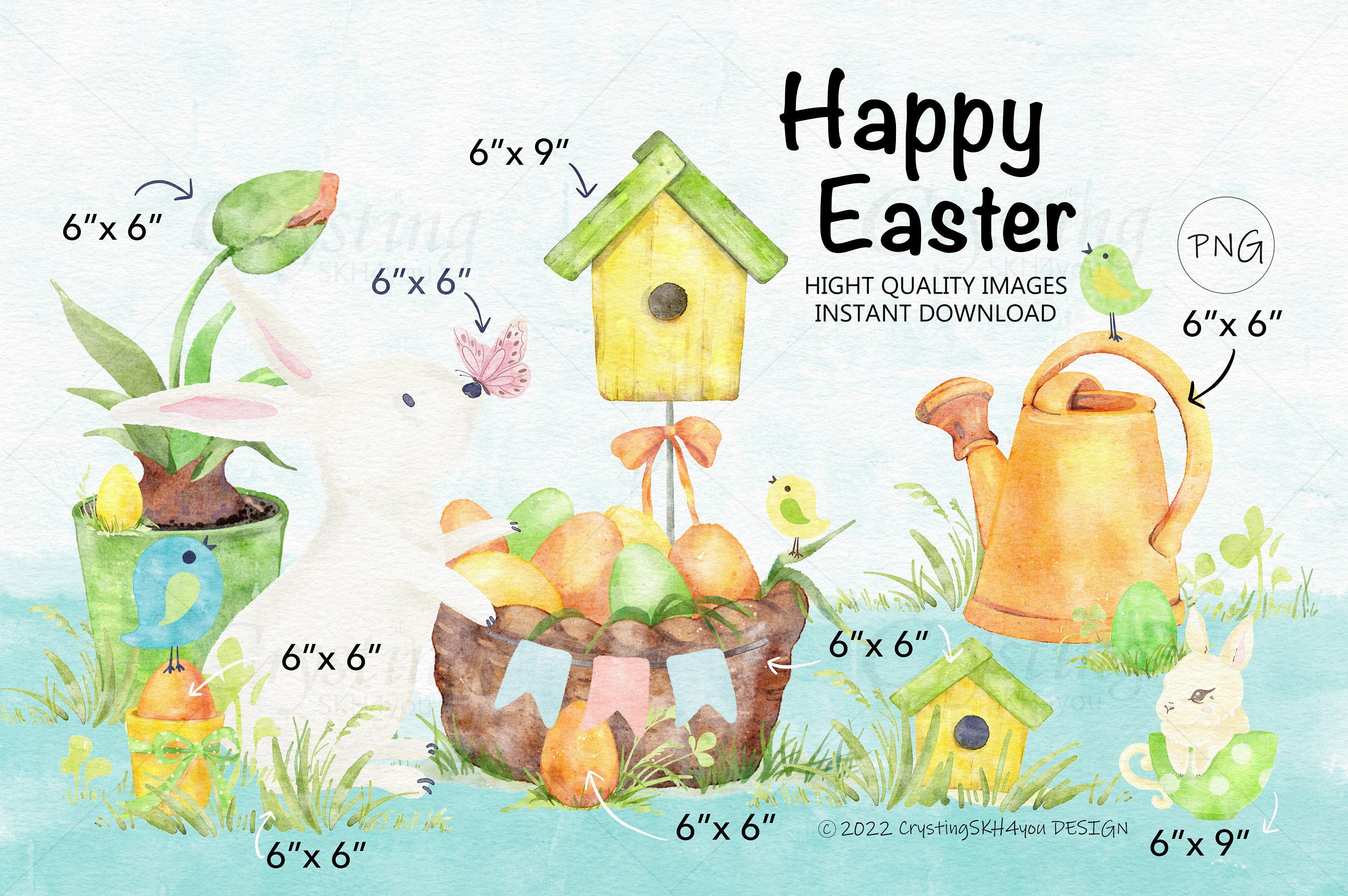 DIGITAL DOWNLOAD, Bunny Png, Watercolor, Easter Sublimation, Rabbit ...