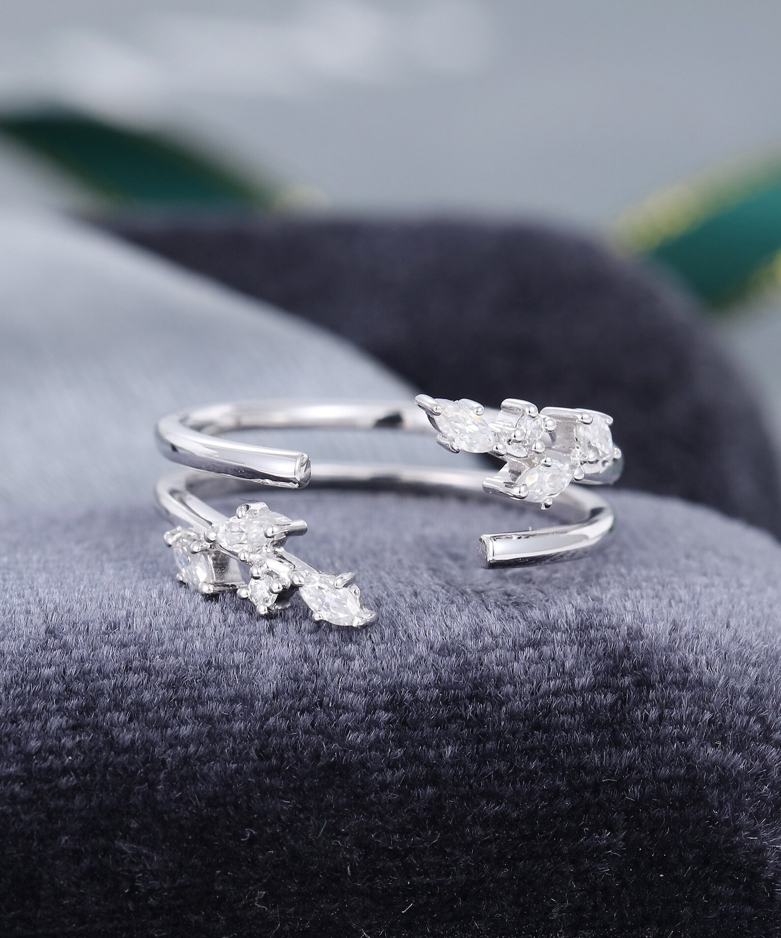 Ring Enhancer Double Bands Stacking Ring White Gold Wedding Band ...