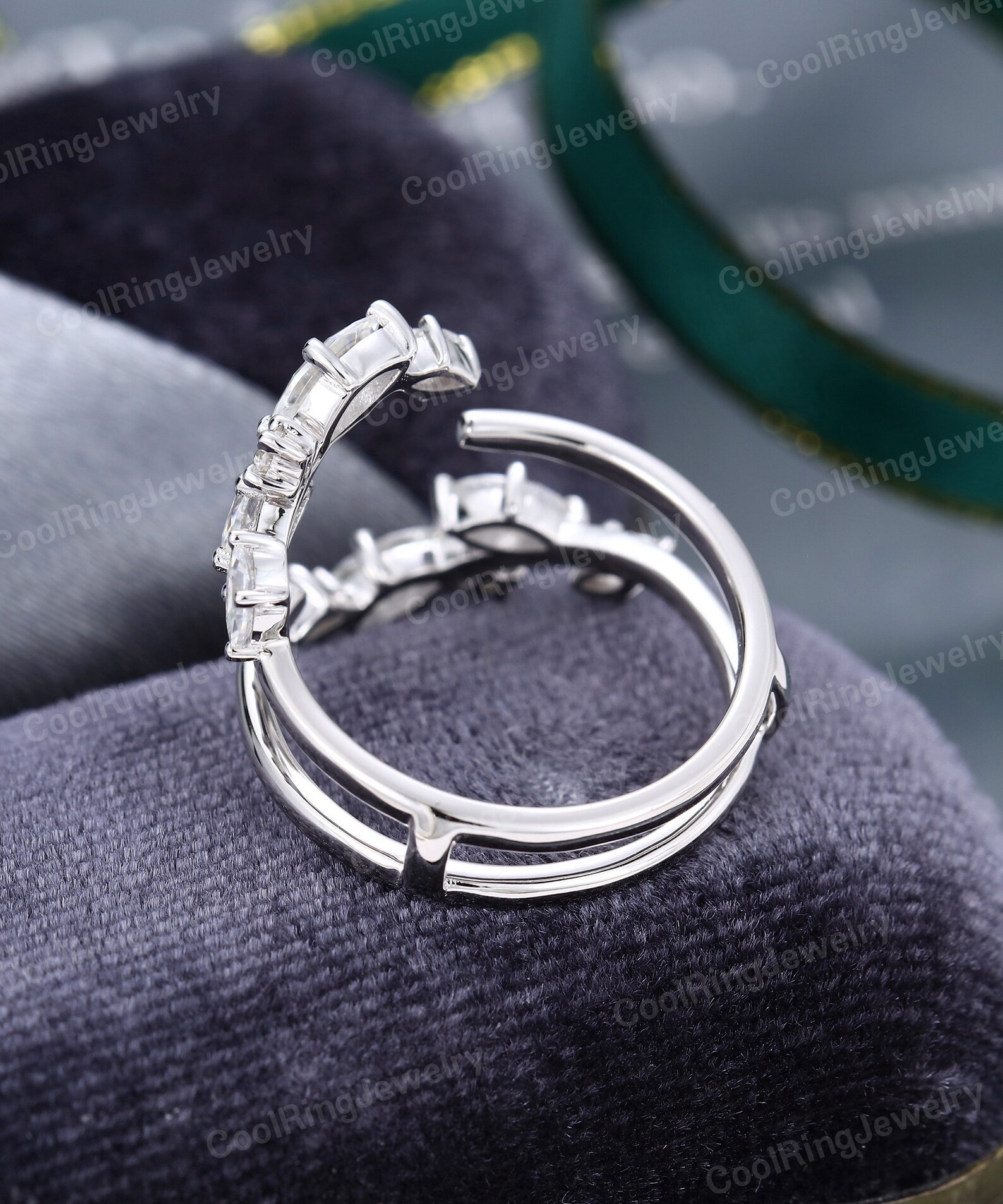 Ring Enhancer Double Bands Stacking Ring White Gold Wedding Band ...