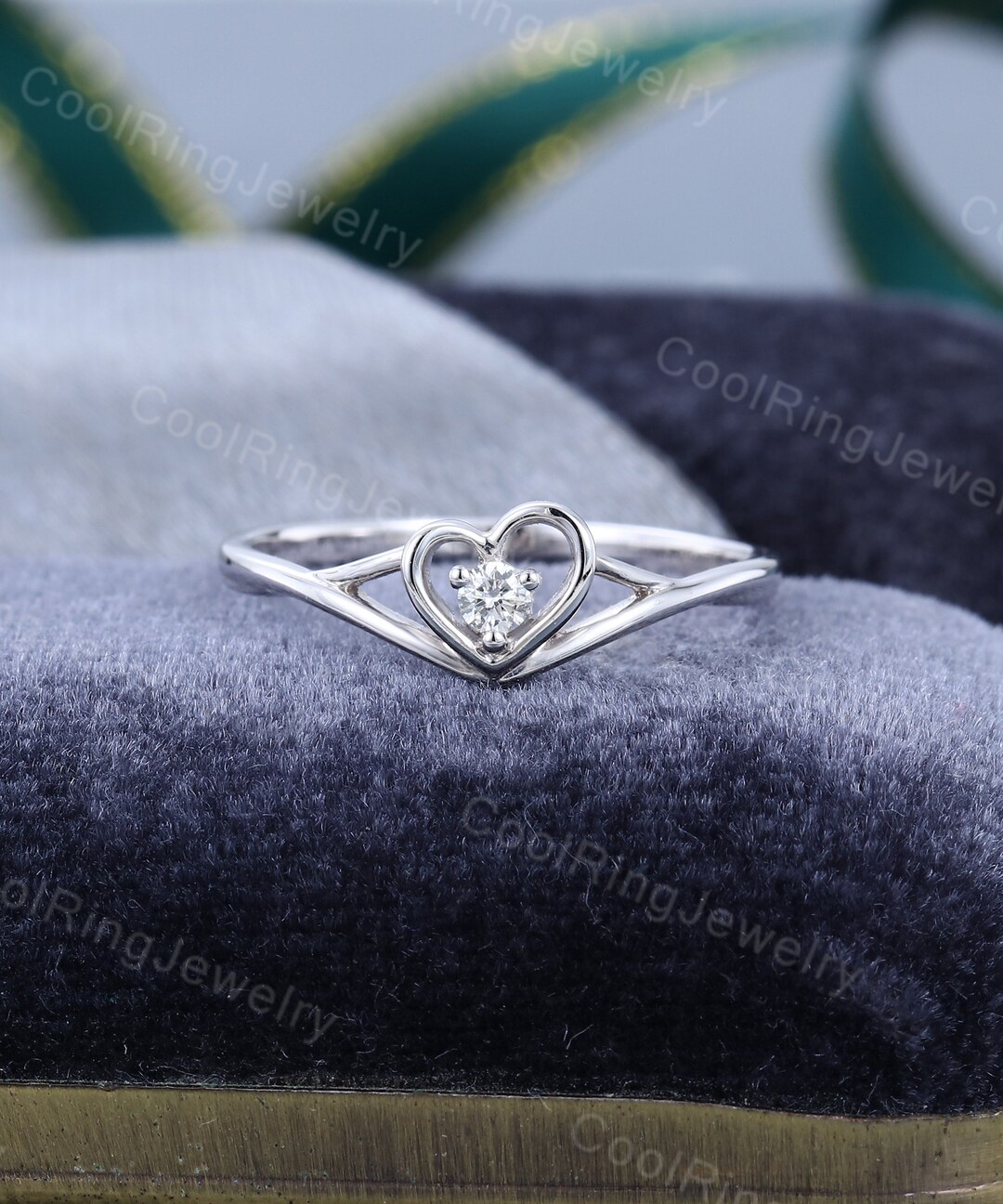 Solid Gold Tiny Engagement Ring Heart Knot Solitaire Engagement Ring Minimalist Diamond Band ...