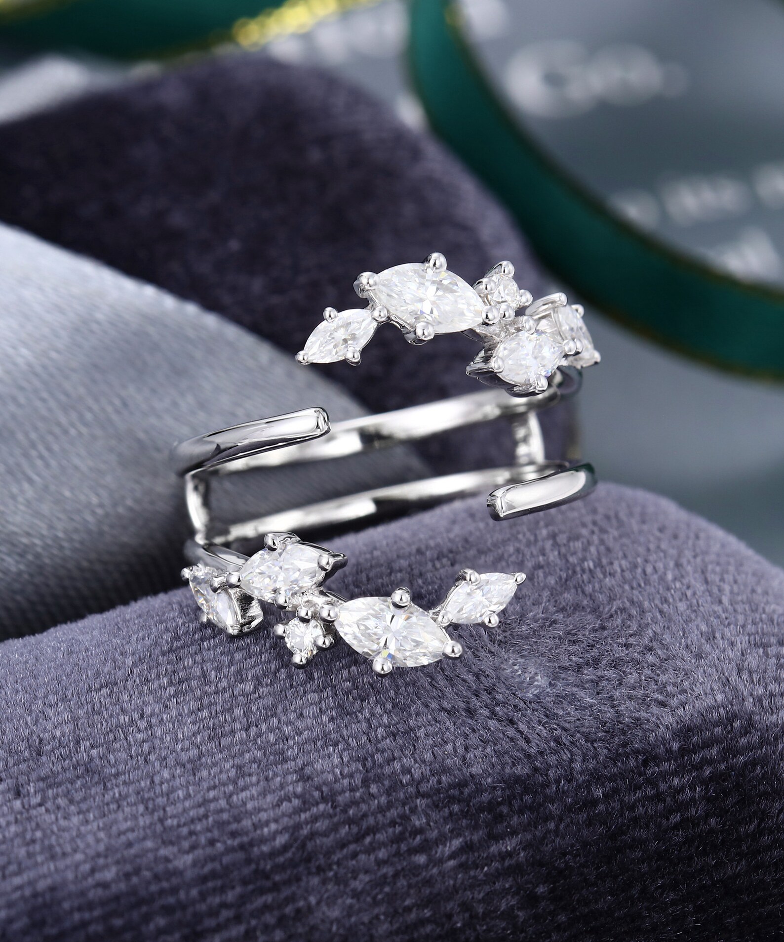 Ring Enhancer Double Bands Stacking Ring White Gold Wedding Band ...