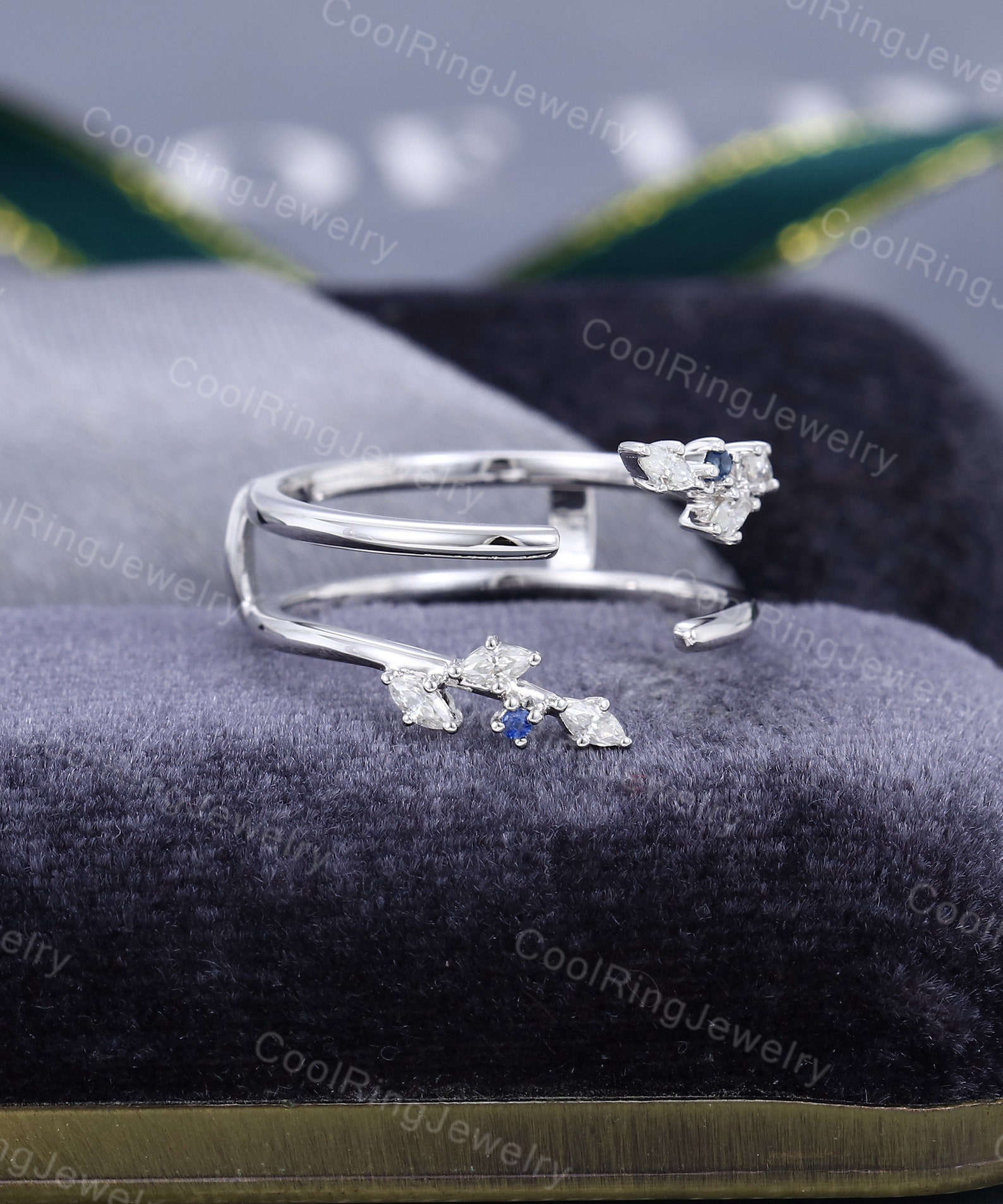 Ring Enhancer Double Bands Stacking Ring White Gold Wedding Band ...