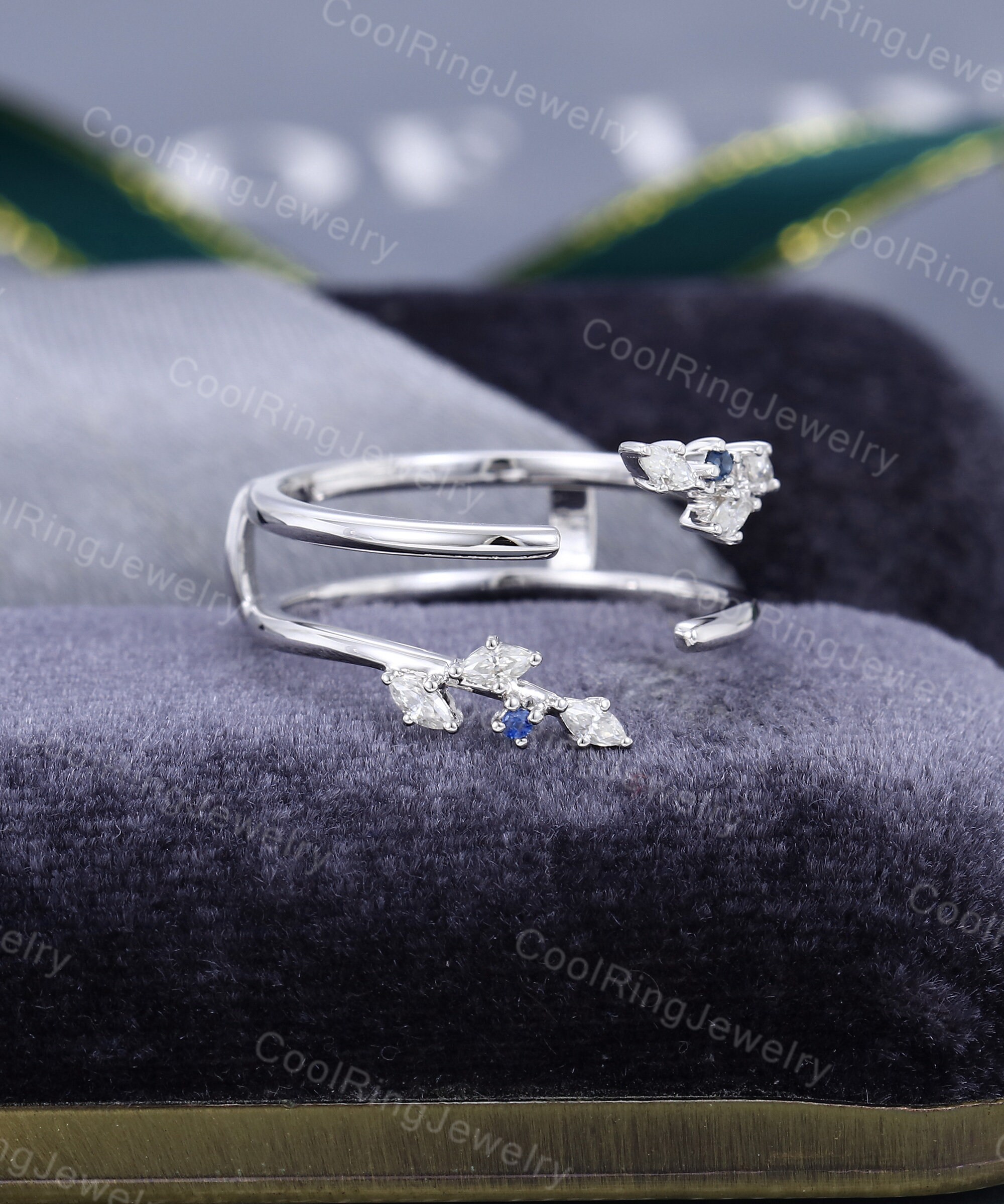 Ring Enhancer Double Bands Stacking Ring White Gold Wedding | Etsy