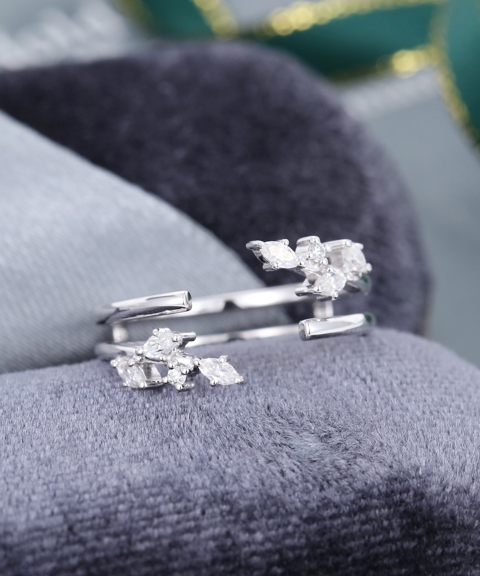 Ring Enhancer Double Bands Stacking Ring White Gold Wedding Band ...