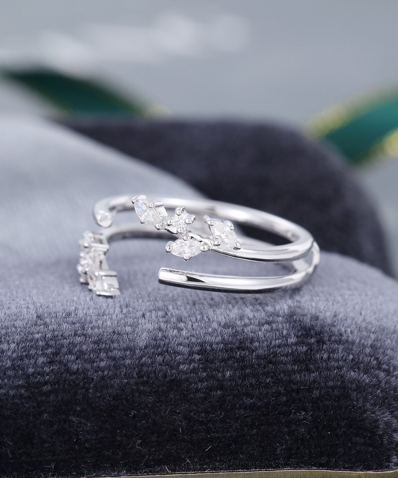 Ring Enhancer Double Bands Stacking Ring White Gold Wedding Band ...