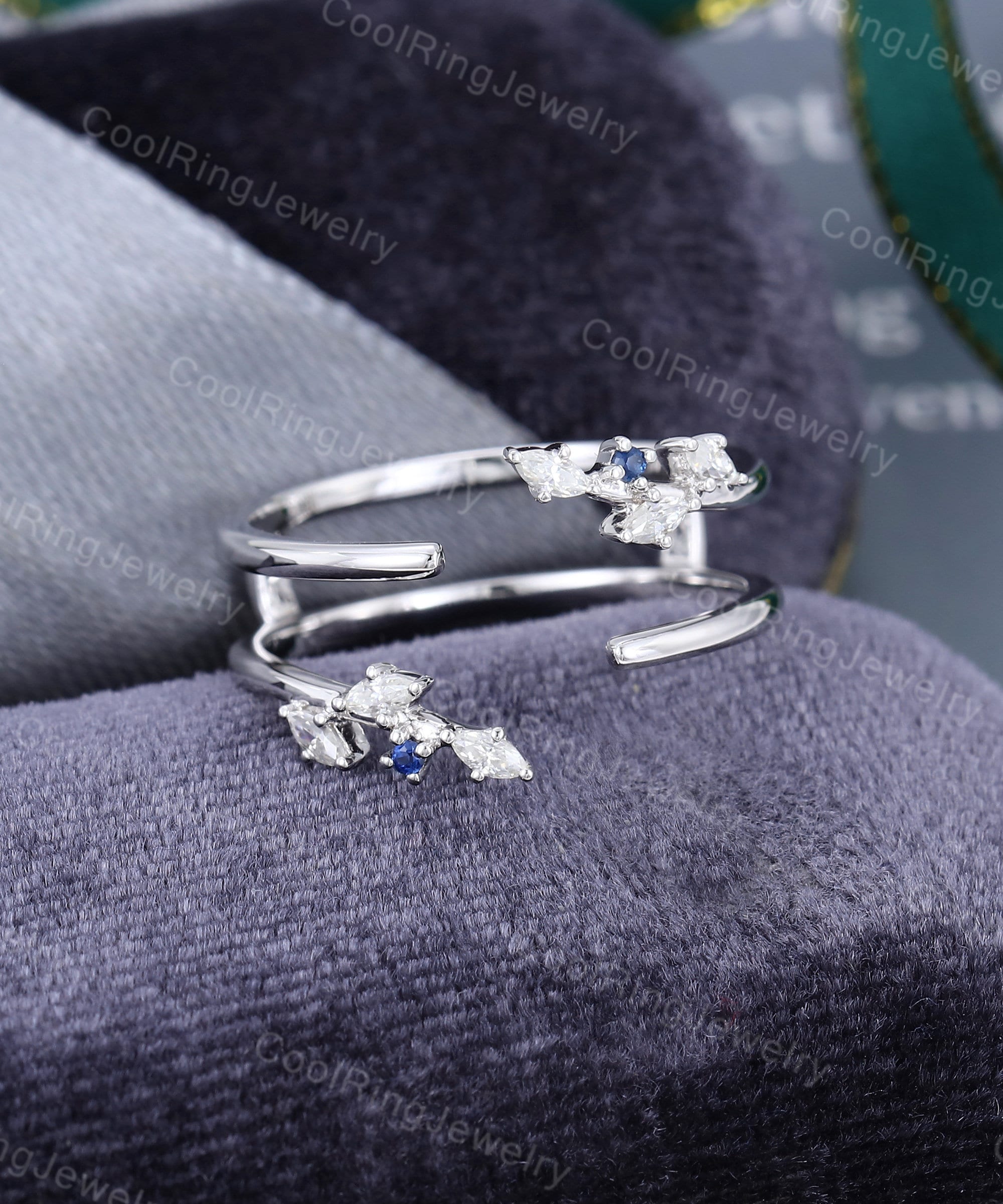 Ring Enhancer Double Bands Stacking Ring White Gold Wedding Band ...