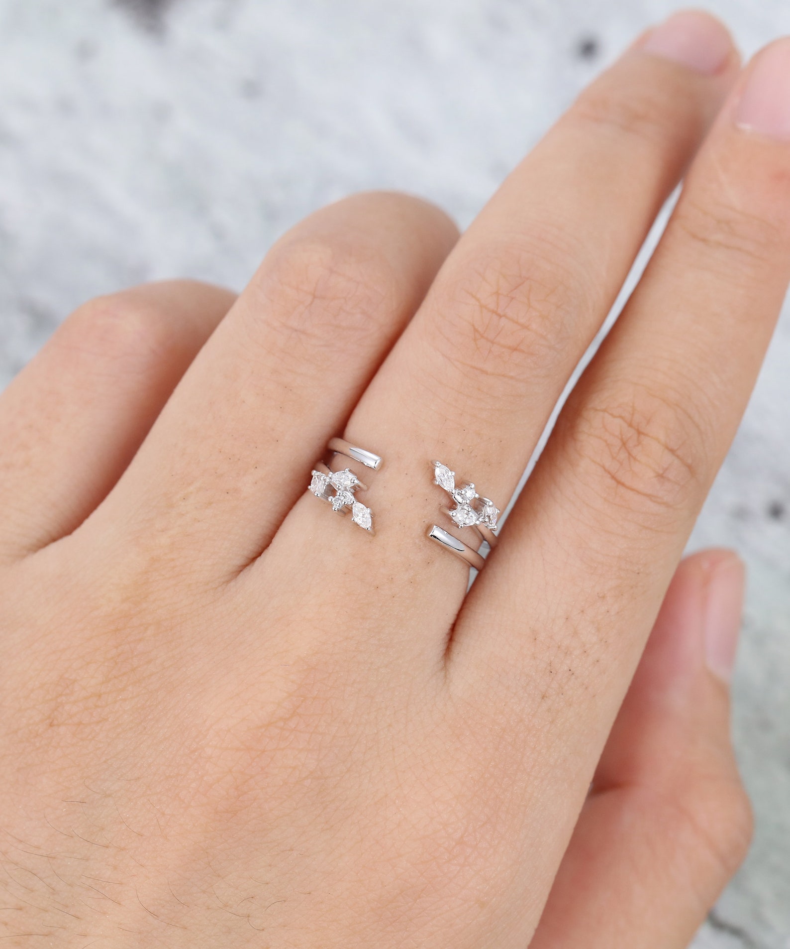 Ring Enhancer Double Bands Stacking Ring White Gold Wedding Band ...