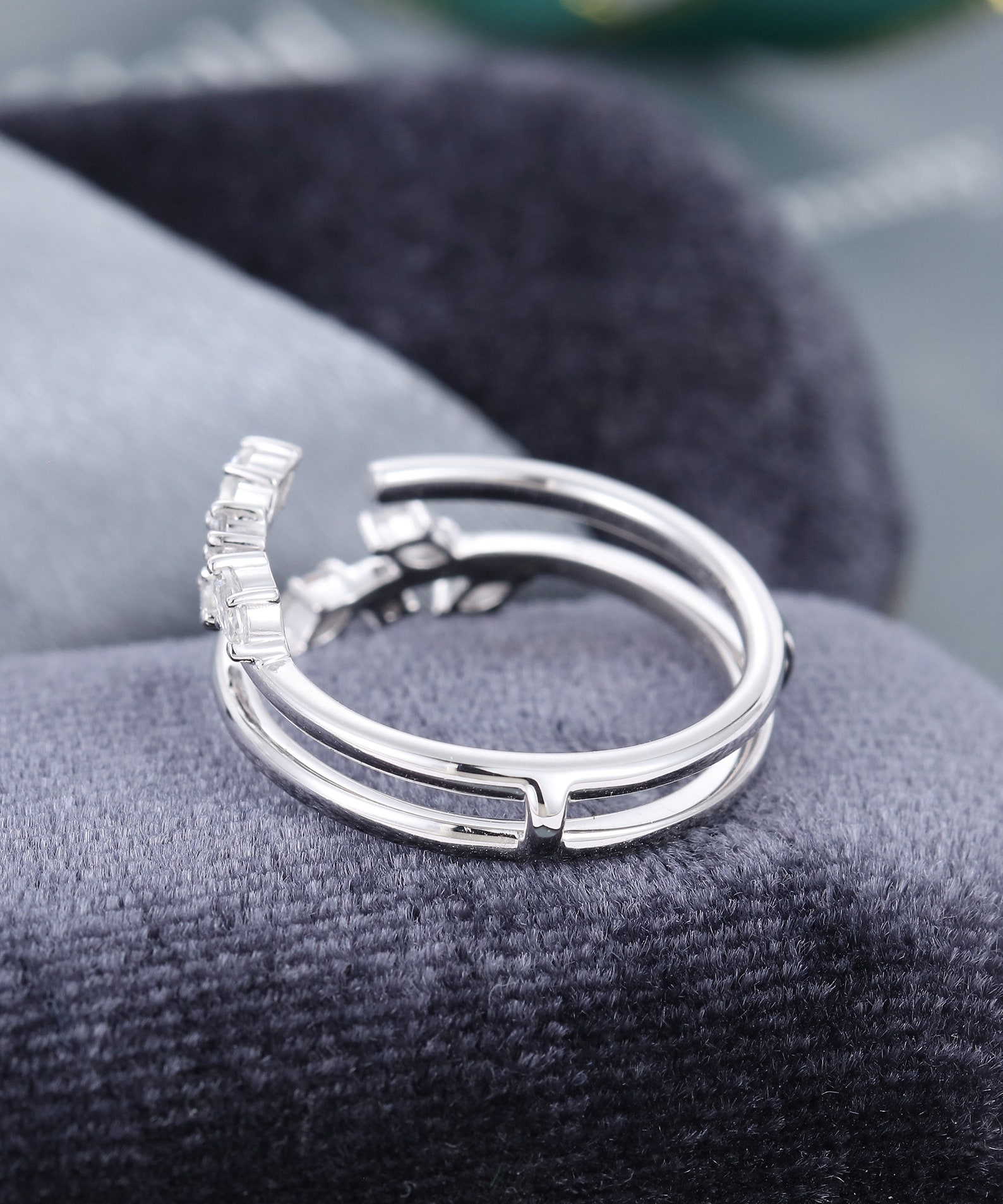 Ring Enhancer Double Bands Stacking Ring White Gold Wedding Band ...