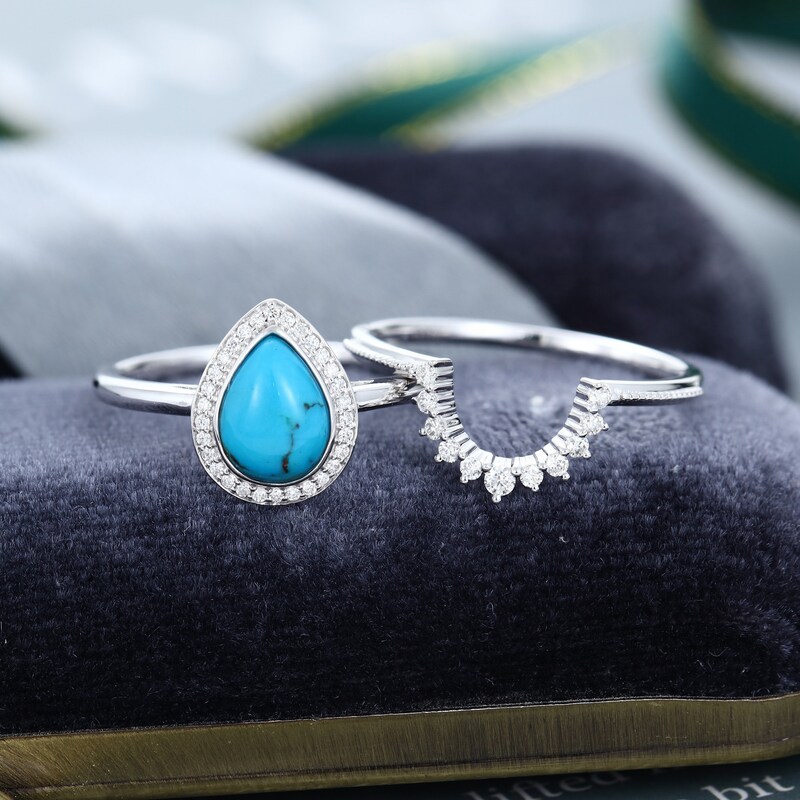 Turquoise Engagement Ring Set - Etsy