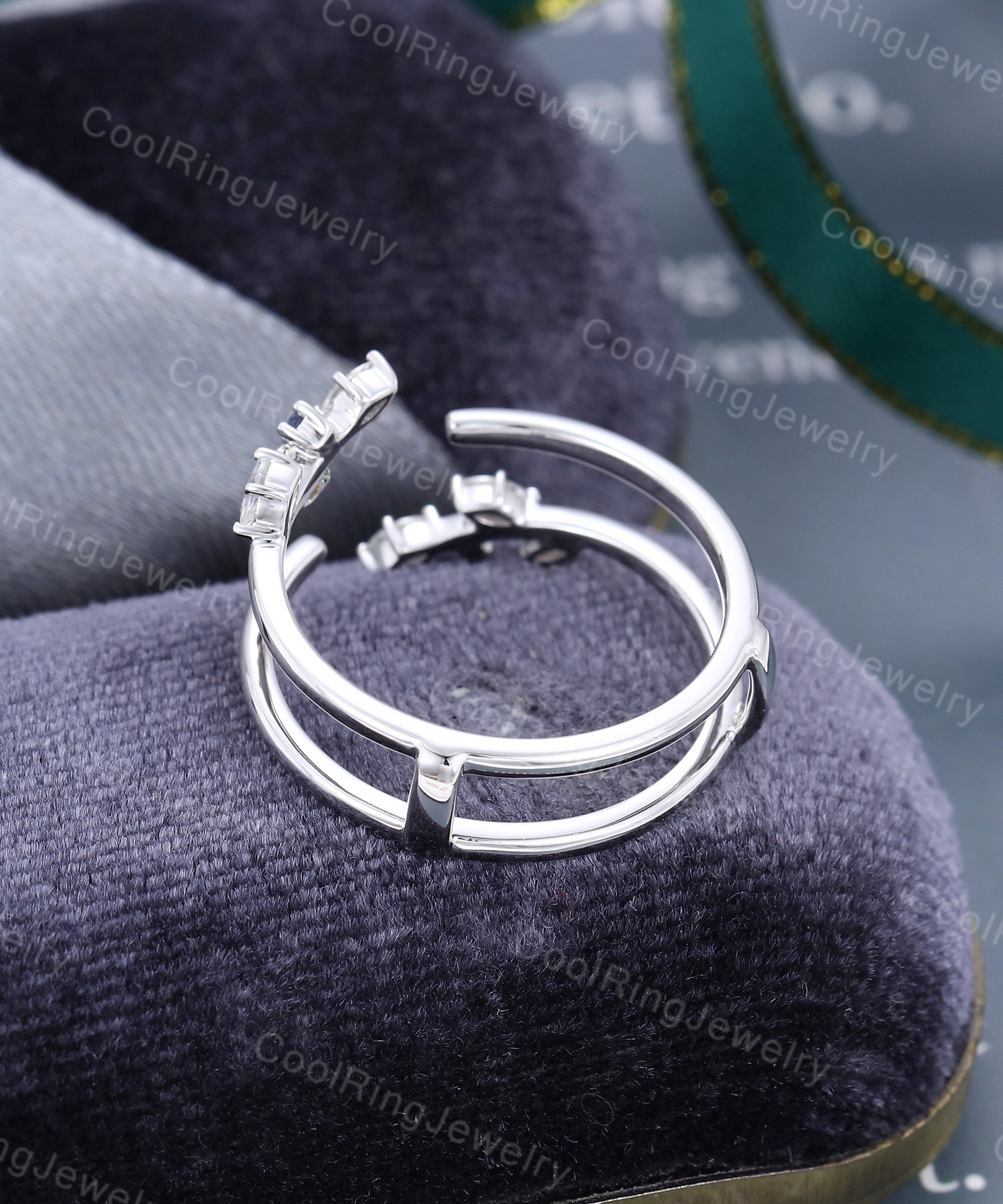 Ring Enhancer Double Bands Stacking Ring White Gold Wedding | Etsy