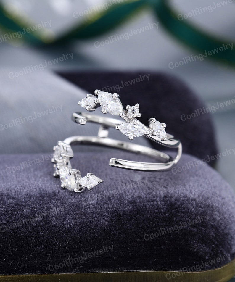 Ring Enhancer Double Bands Stacking Ring White Gold Wedding Band ...